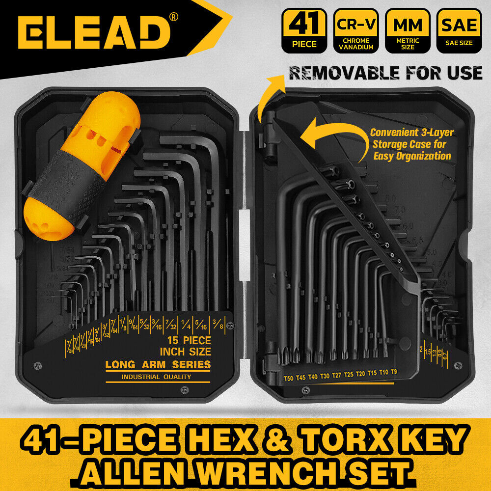ELEAD 41Pcs Hex Key Allen Wrench Set Hex Torx Key Set SAE & Metric Sto – SedyOnline