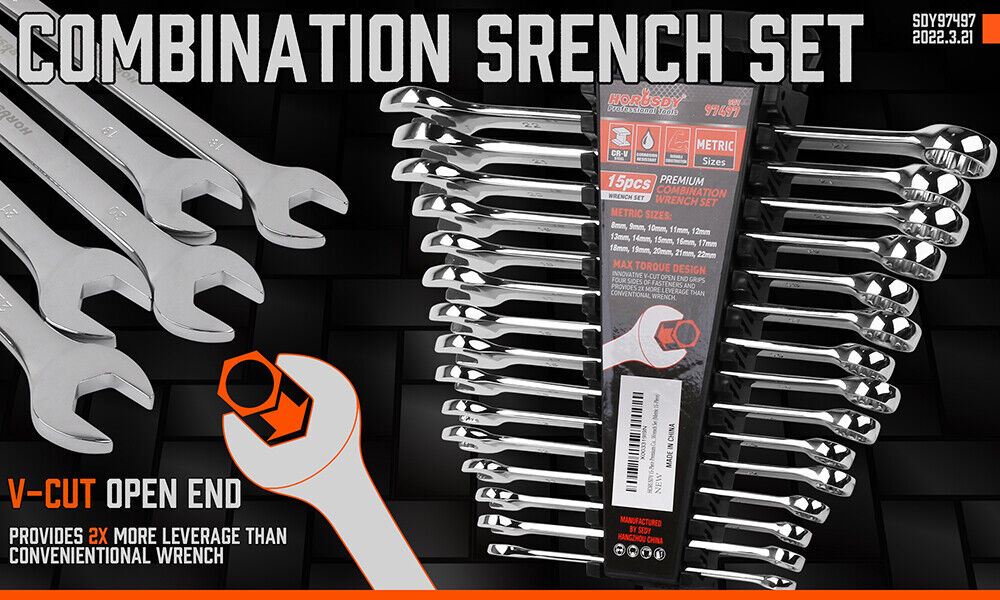 HORUSDY 15-Piece Metric Combination Spanner Set - CRV Silver Ring & Op – SedyOnline