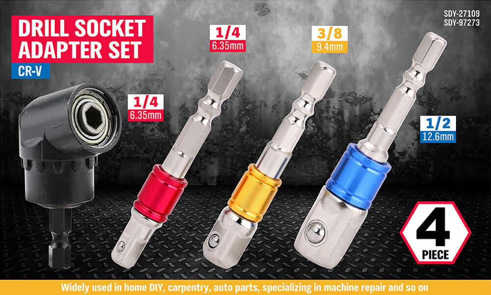 HORUSDY 3Pc Drill Socket Adapter Set with 105° Right-Angle Attachment – SedyOnline