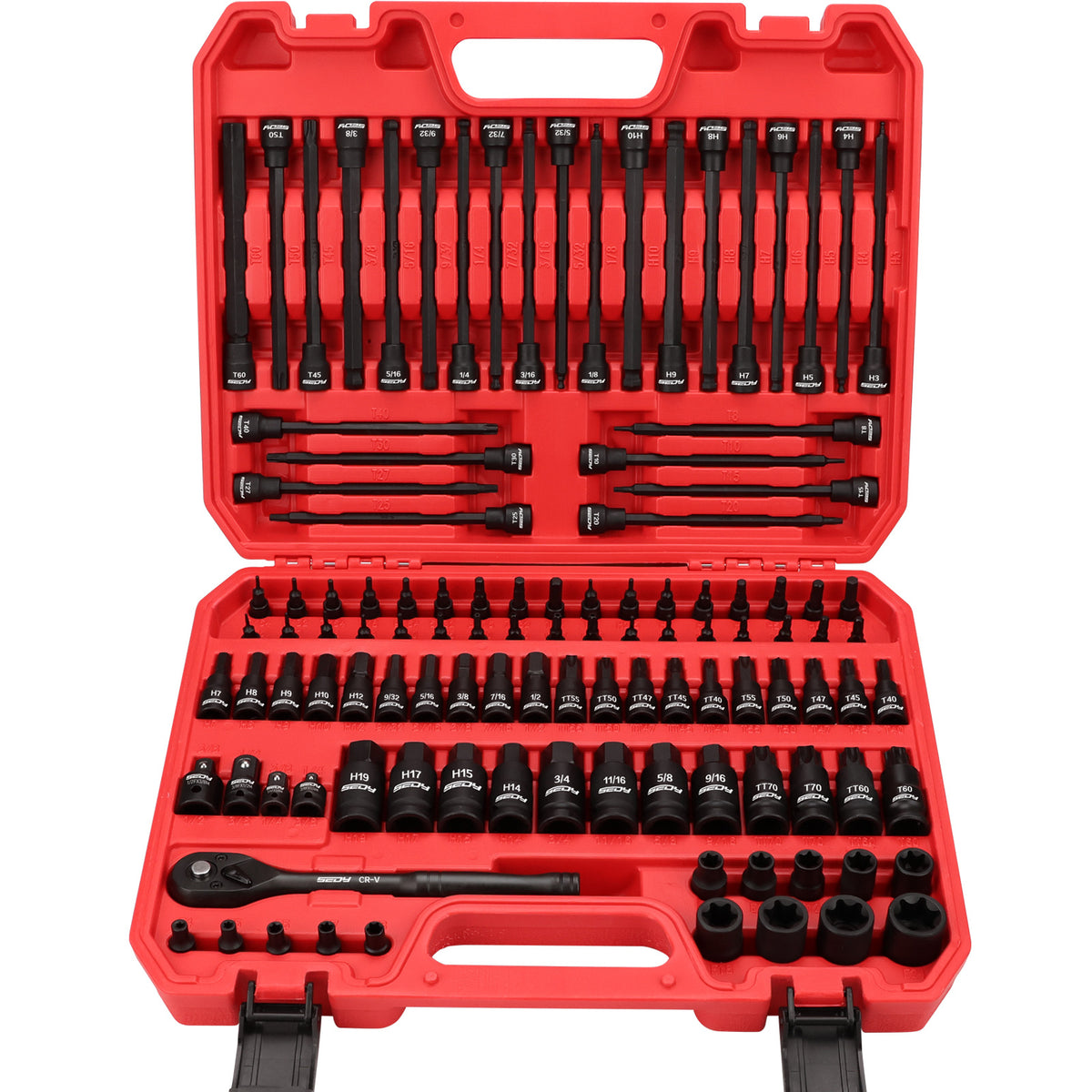 112PCS Hex & Torx Bit Socket Set with Ratchet | S2 Steel Mechanic Kit ...