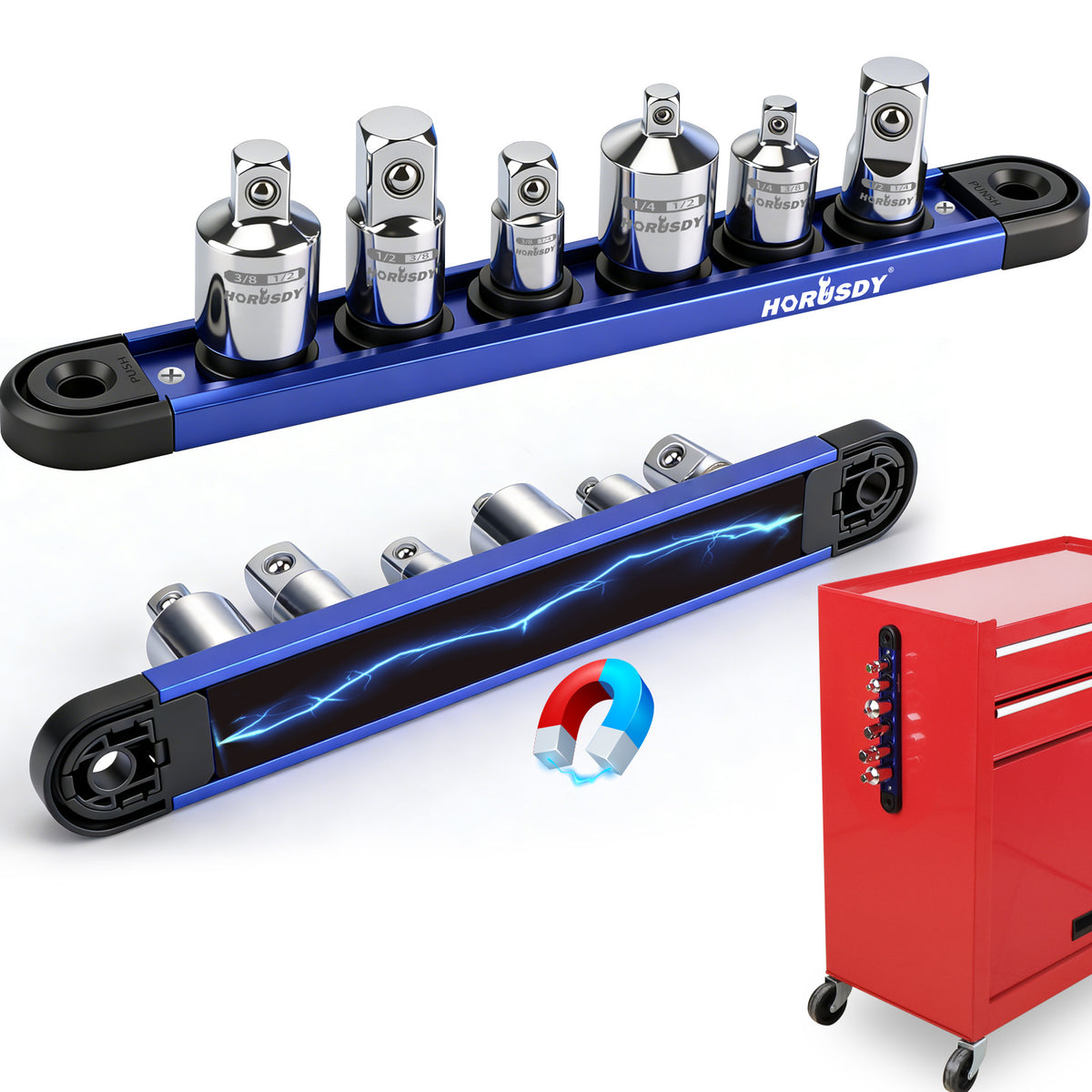 6-Piece Socket Adapter & Reducer Set with Magnetic Rail – SedyOnline