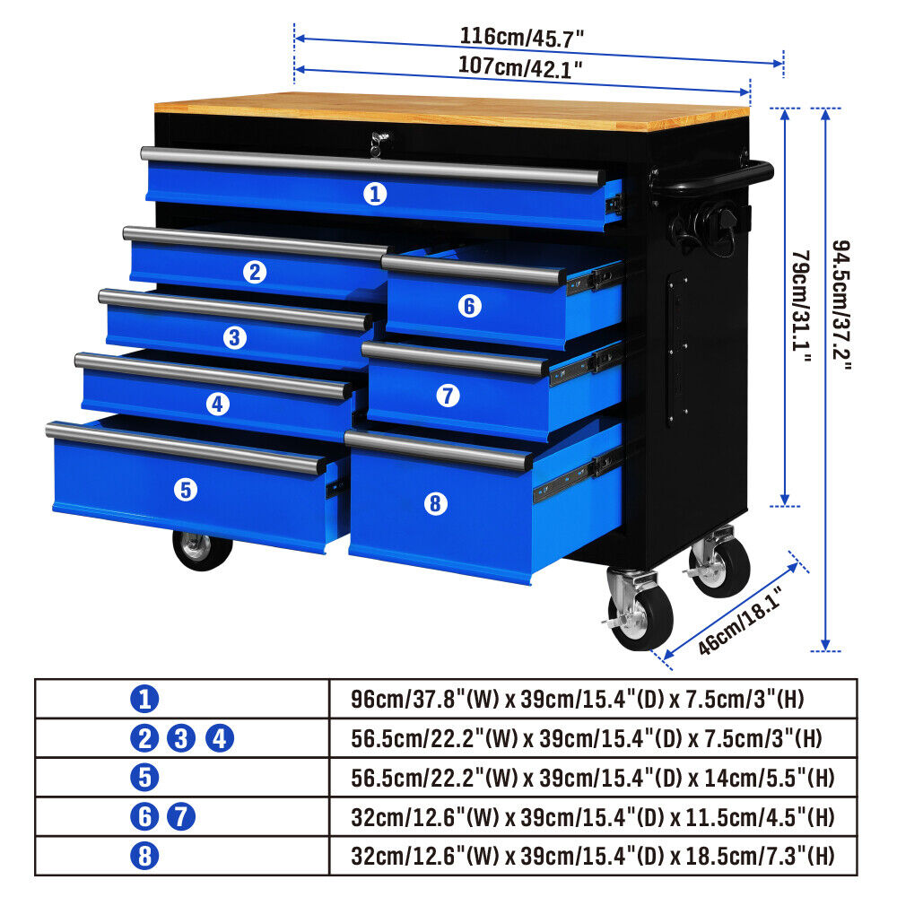 HORUSDY 42/46-Inch Heavy-Duty Tool Chest Cabinet with 8/9 Drawers, Loc ...
