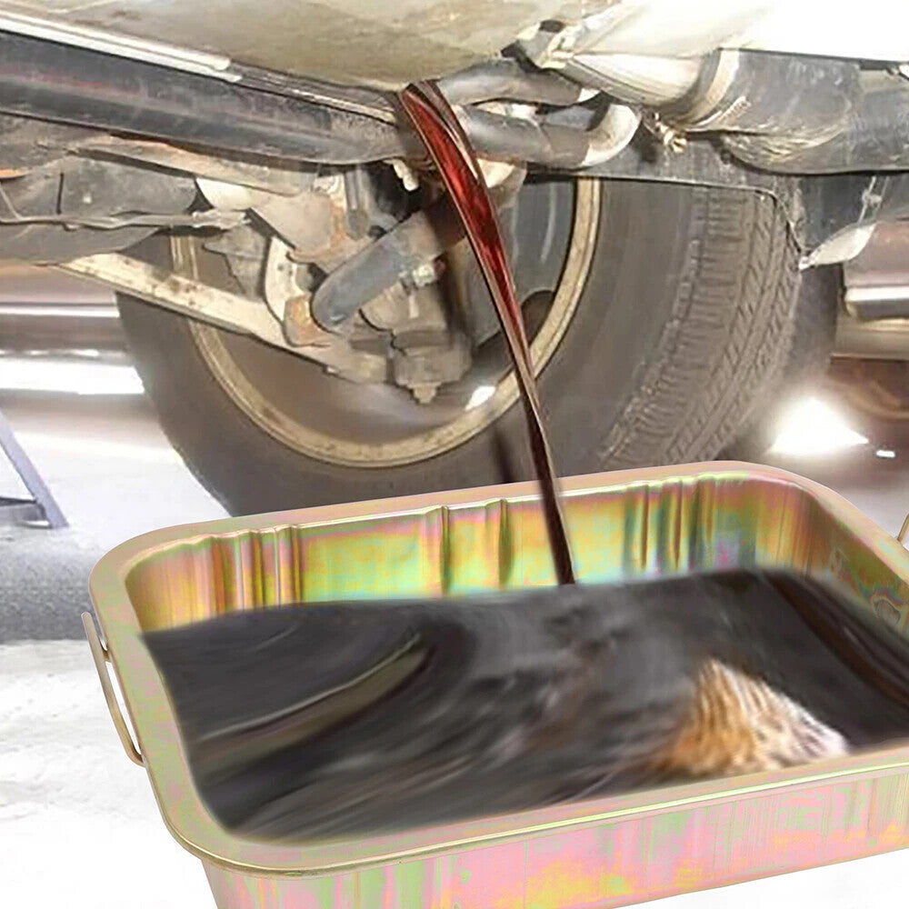 50L Strong Metal Oil Drain Pan Drip Tray Vehicle Fluid Part Storage Tr ...