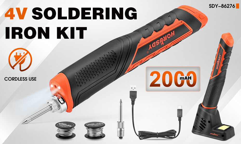4V Cordless Soldering Iron Kit - Rechargeable 2000mAh Battery with Qui ...