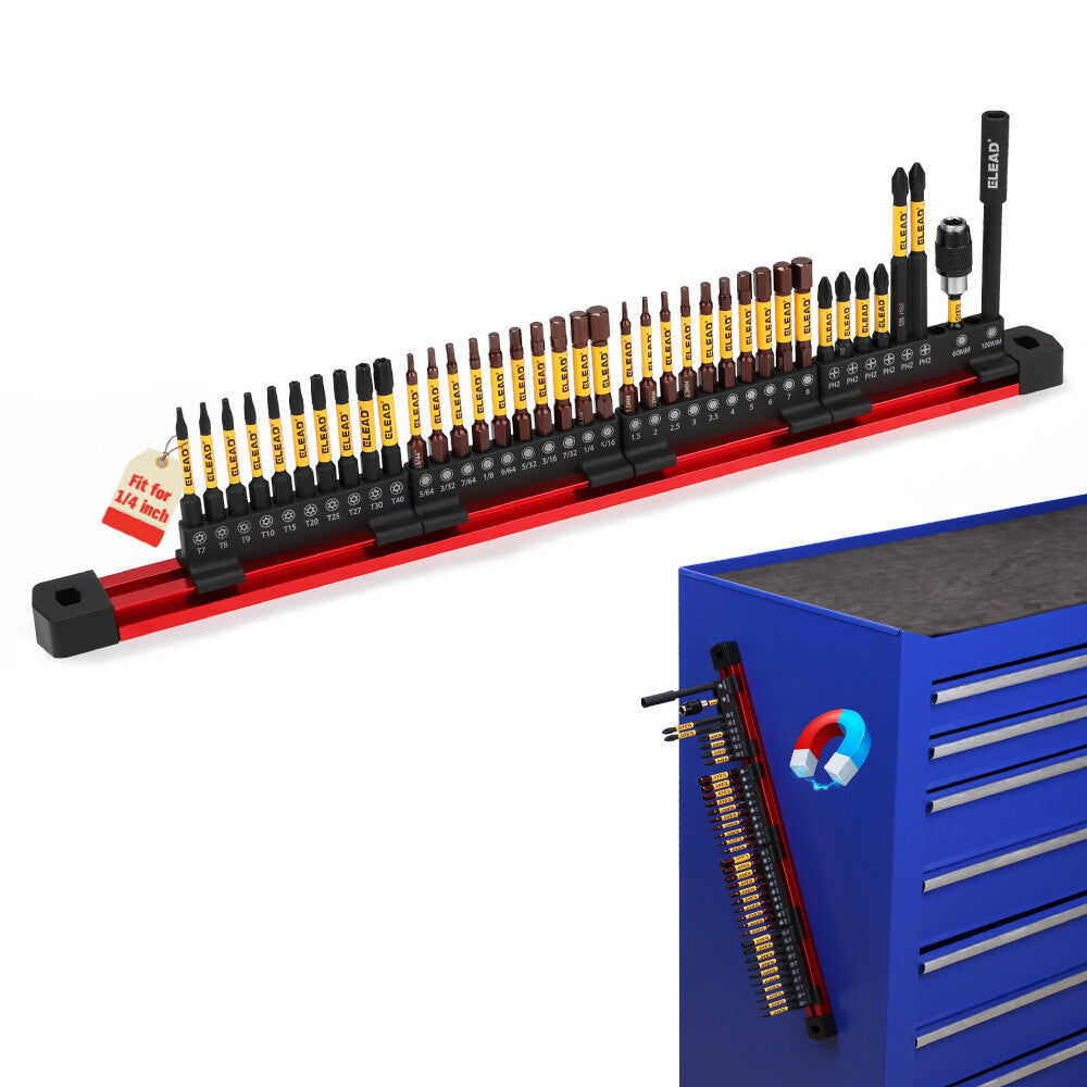 ELEAD 38-Piece Magnetic Bit Set with Storage Rail – S2 Steel Tools ...