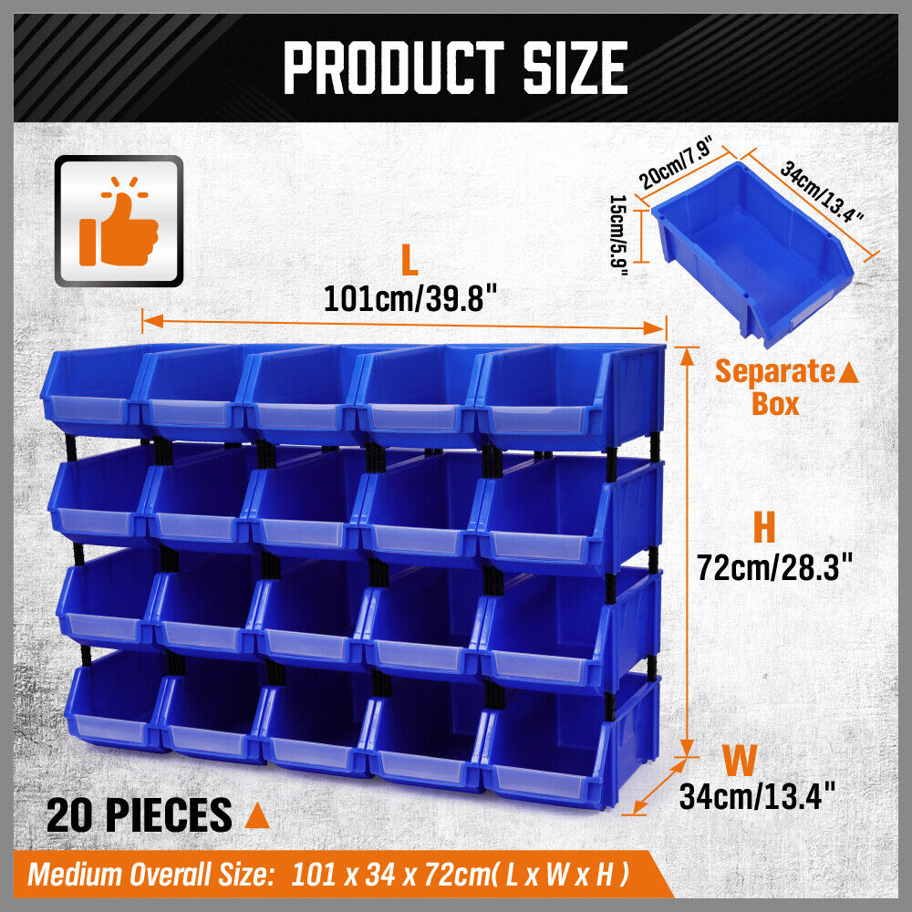 HORUSDY Stackable Storage Bins - 3 Sizes, Durable Garage & Workshop Or ...