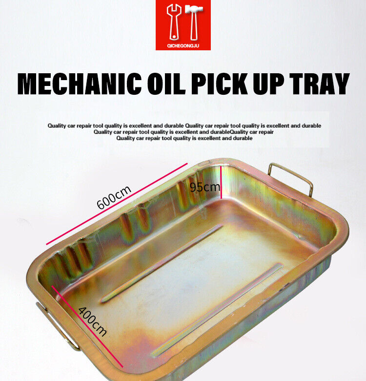 27L Strong Metal Oil Drain Pan Drip Tray Vehicle Fluid Part Storage Tr ...