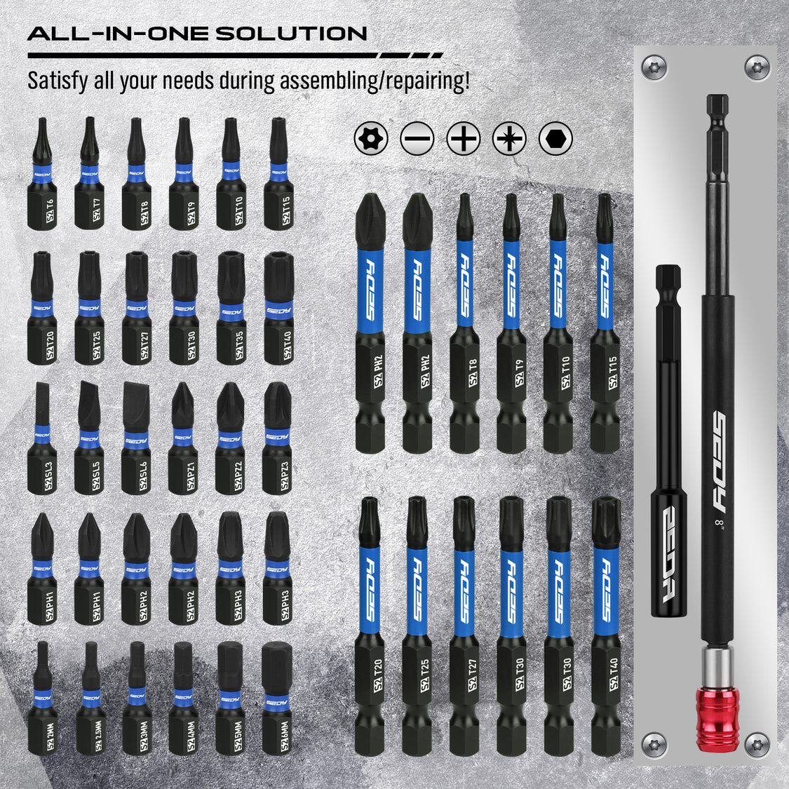 SEDY 80-Piece Magnetic Nut Driver Set | SAE & Metric 1/4” Shank with S ...