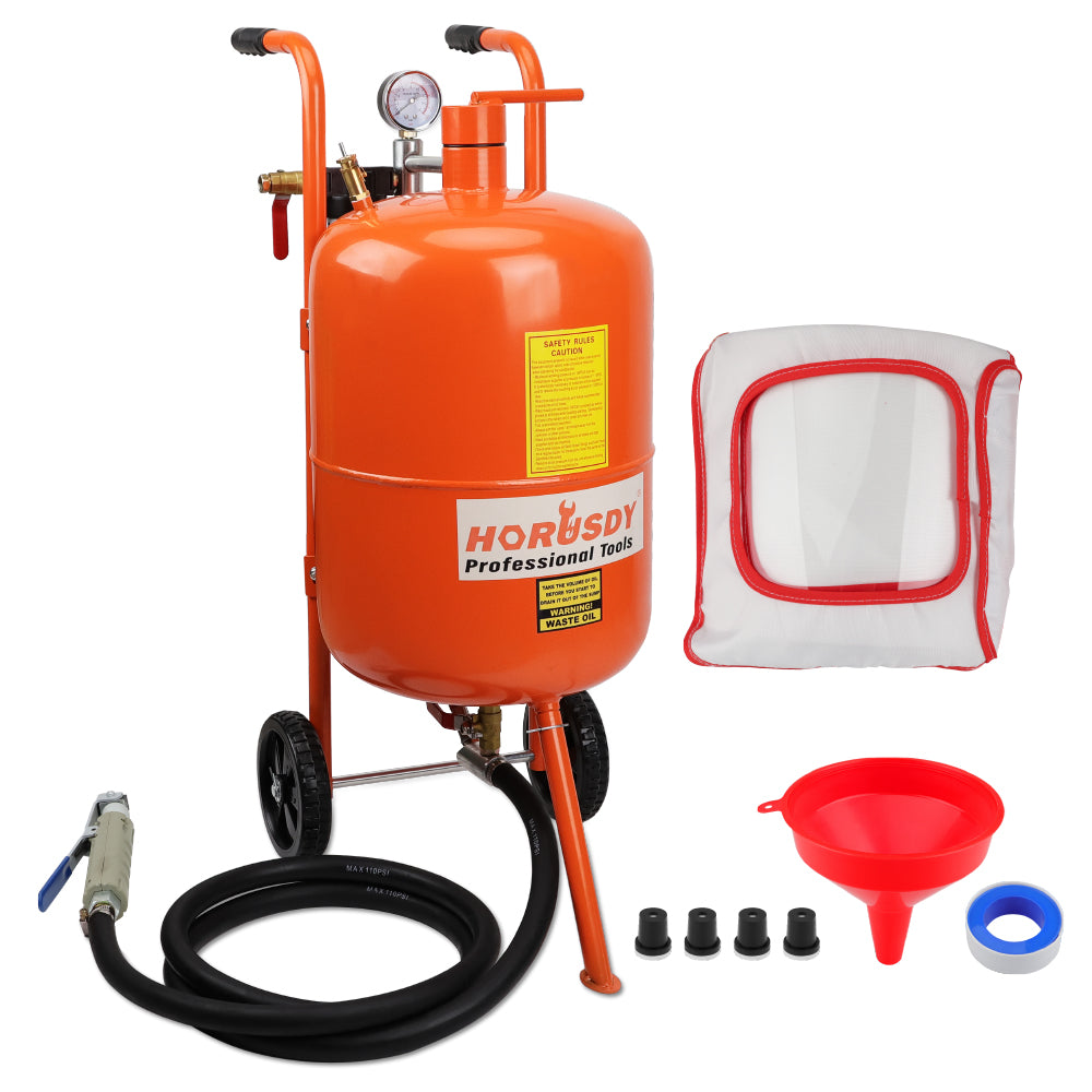 HORUSDY 40L Sand Blasting Tank – Heavy-Duty Abrasive Blaster with 125 ...