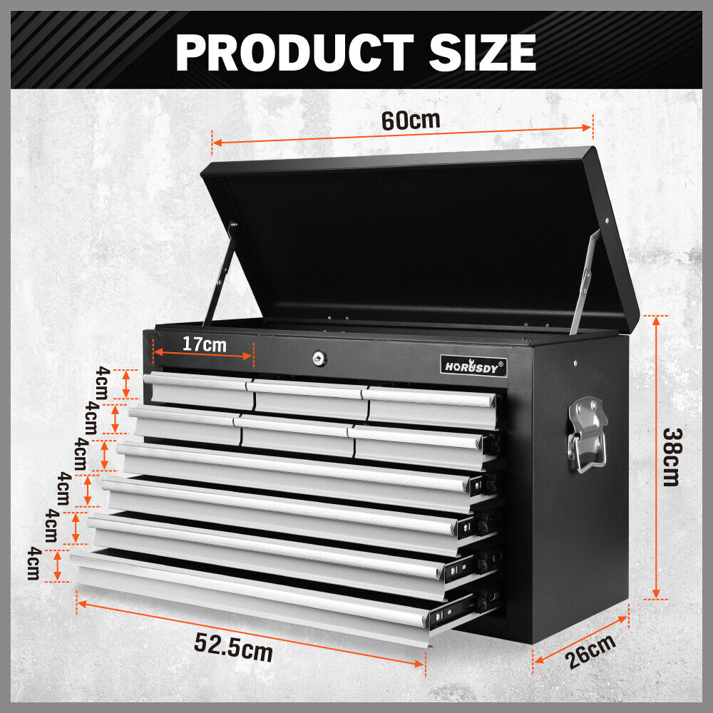 HORUSDY 10-Drawer Tool Box Chest - Lockable, Blue/Black, 75kg Capacity ...