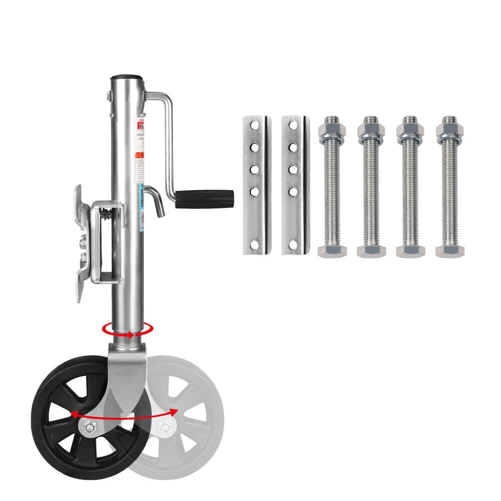8" Solid Jockey Wheel 1500LBS Swivel Mounting Plate Swing Up Handle Ny ...