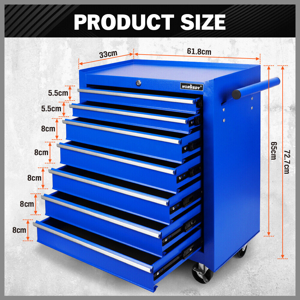 7-Drawer Drawer Tool Box Trolley Cabinet - Heavy Duty Tool Chest Garag ...