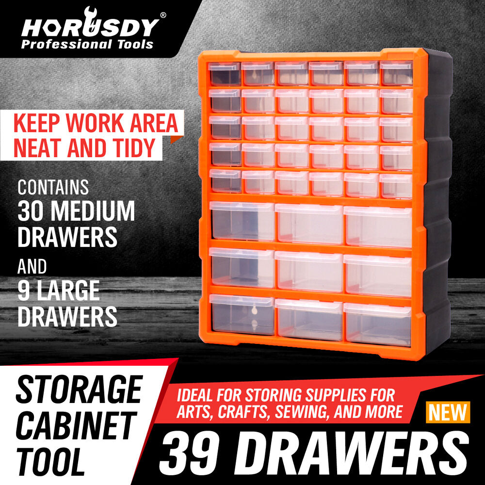 39-Drawers Storage Cabinet- Plastic Tool Box Bin Chest Case Organizer ...