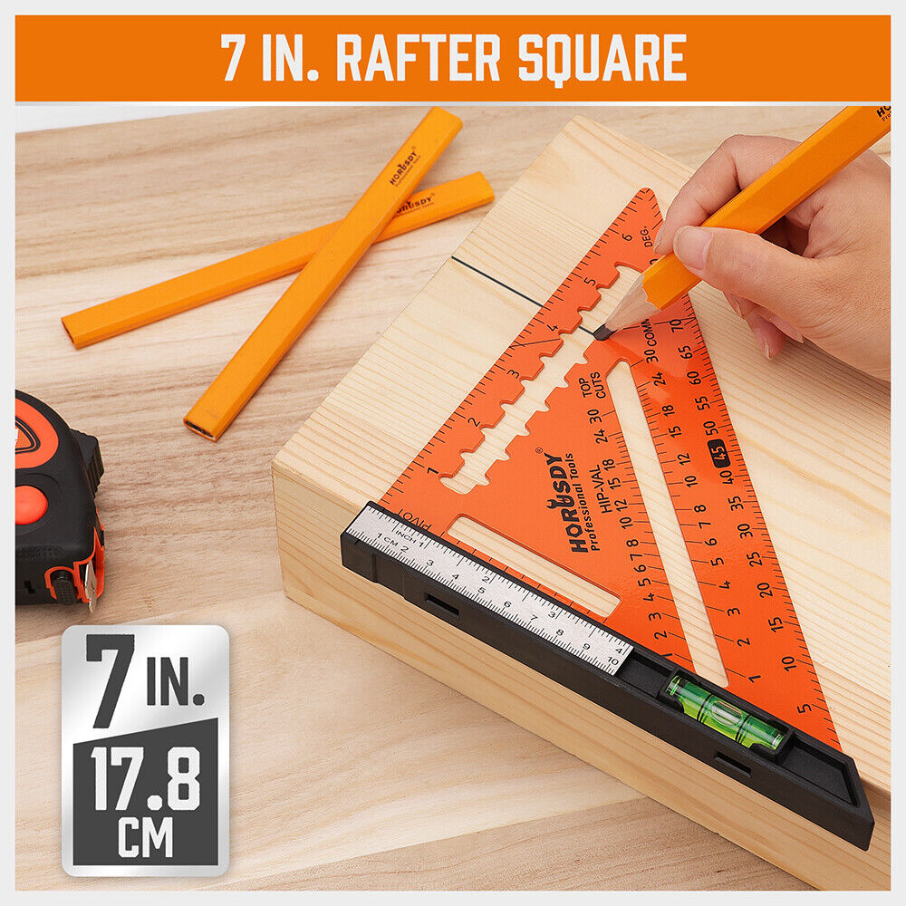 HORUSDY 7 Inch Speed Square Carpenter Square Tool Woodworking Square R ...