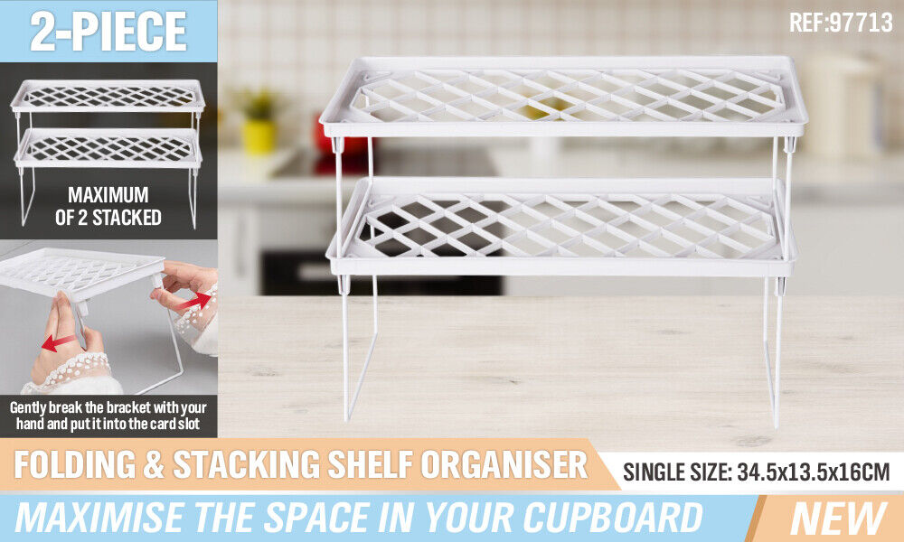 HORUSDY Stacking Stand Folding Pantry Shelf Storage Cup Jar Bottle Tra ...