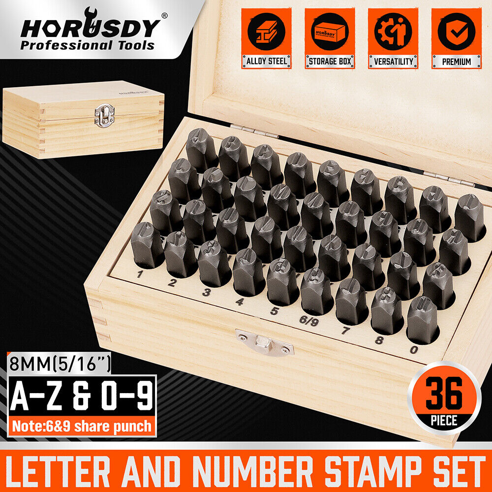 HORUSDY 36Pc Carbon Steel Stamp Set - 8mm Letters & Numbers for Metal ...
