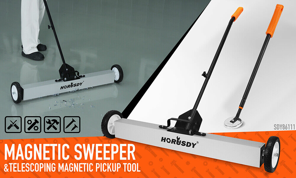 HORUSDY 35-Inch Magnetic Floor Sweeper Heavy Duty Magnet Broom Rolling ...