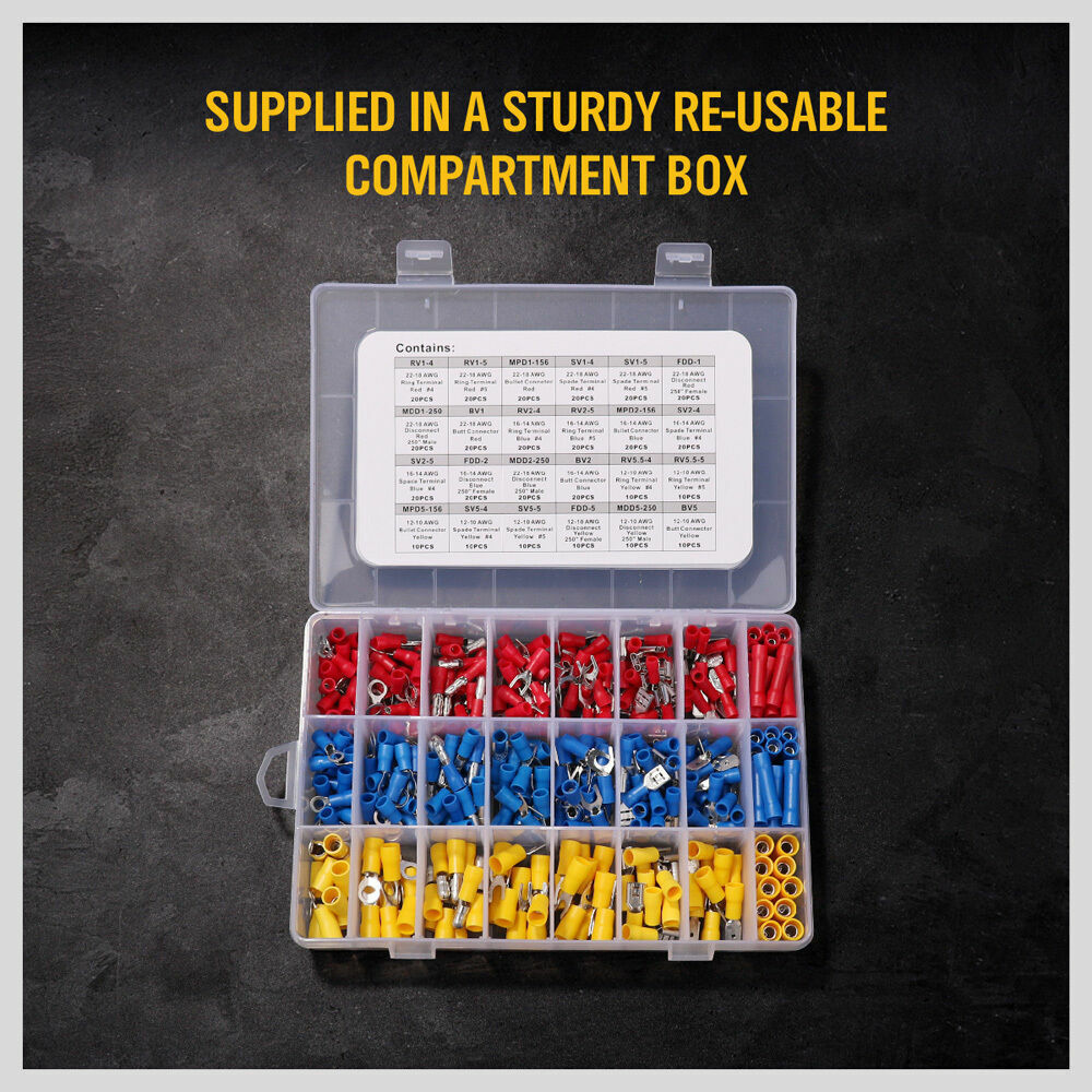 400Pc Electrical Terminal Kit | Insulated Wire Connector | Assorted Cr ...
