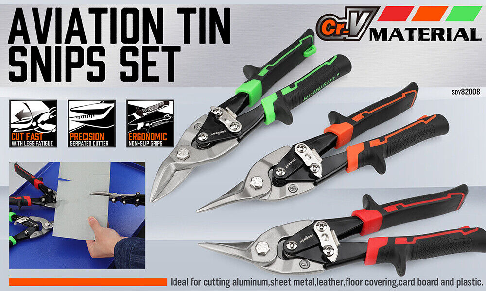 HORUSDY 250mm Aviation Tin Snips Set - Precision Metal Sheet Cutters f ...