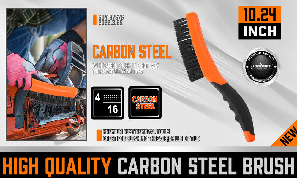 260mm Carbon Steel Wire Brush with Ergonomic Handle for Rust and Paint ...