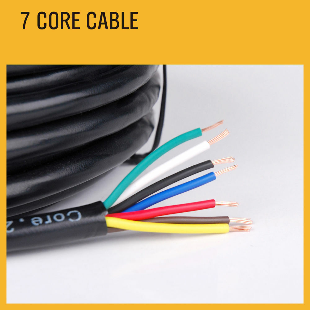 100M 7 Core Trailer Wire Cable - Oxygen-Free Copper for Caravans & Tra ...