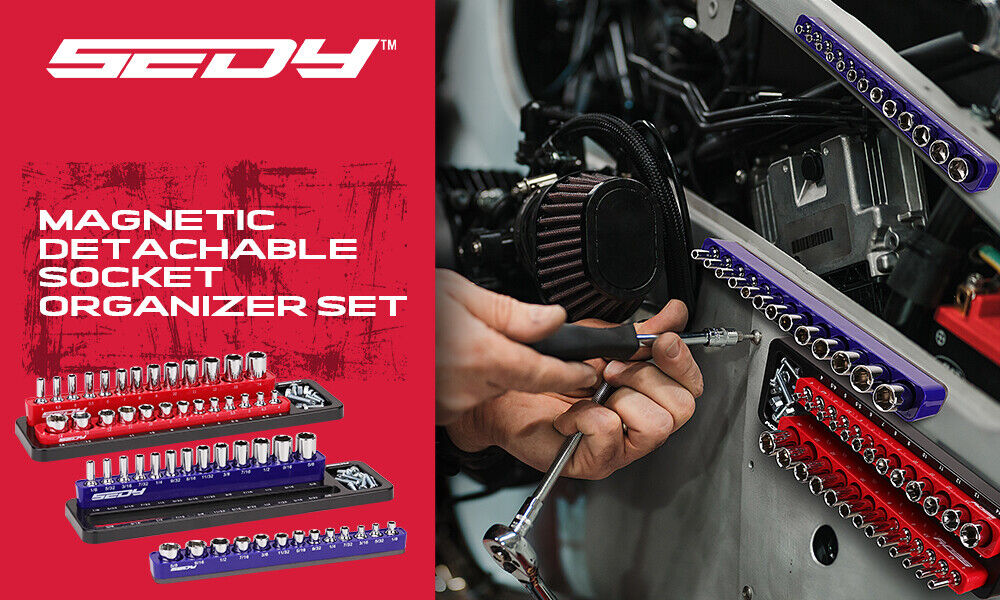 SEDY Magnetic Socket Holder Set - Detachable 1/4" Drive Metric & SAE O ...