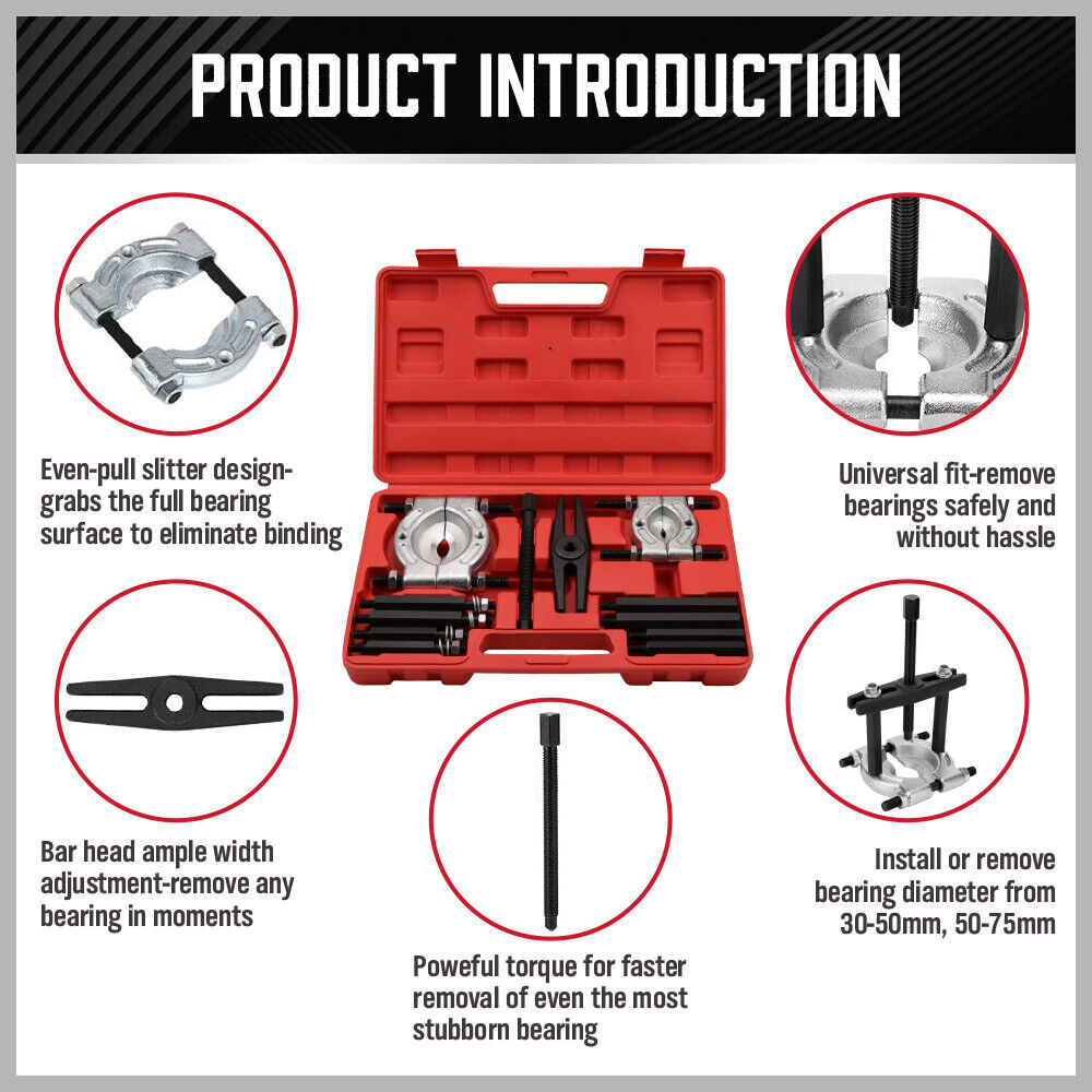 12Pc Bearing Splitter and Gear Puller Set - Professional Flywheel Sepa ...