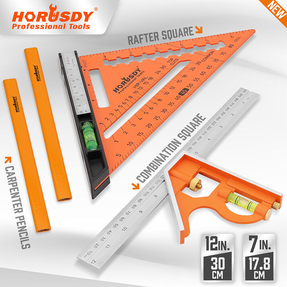 HORUSDY 7 Inch Speed Square Carpenter Square Tool Woodworking Square R ...