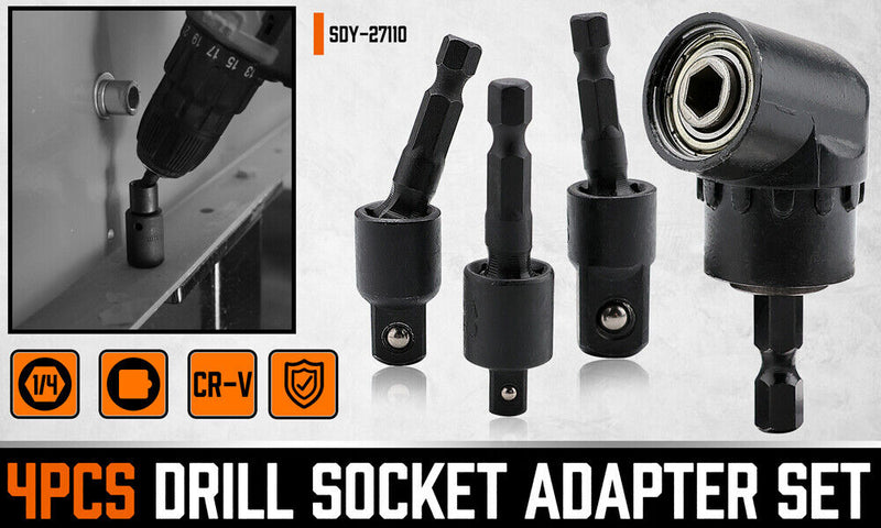 4-Piece Power Drill Socket Adapter Set - Versatile and Rotatable for H ...