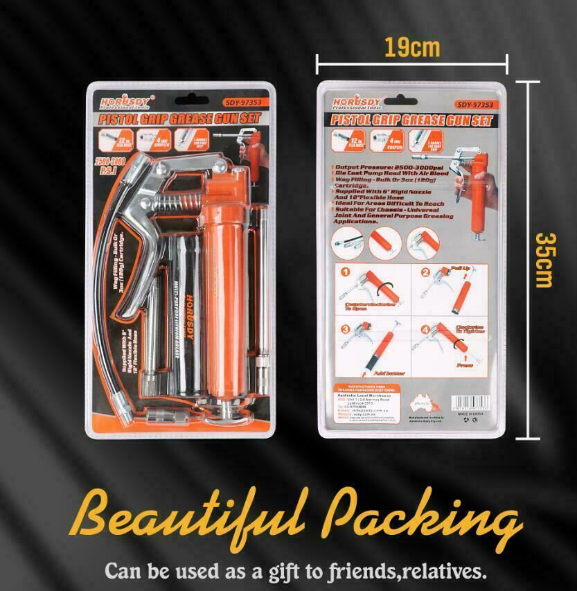 Compact 2-Way Mini Grease Gun Kit with 3OZ Cartridge | Flexible Hose ...