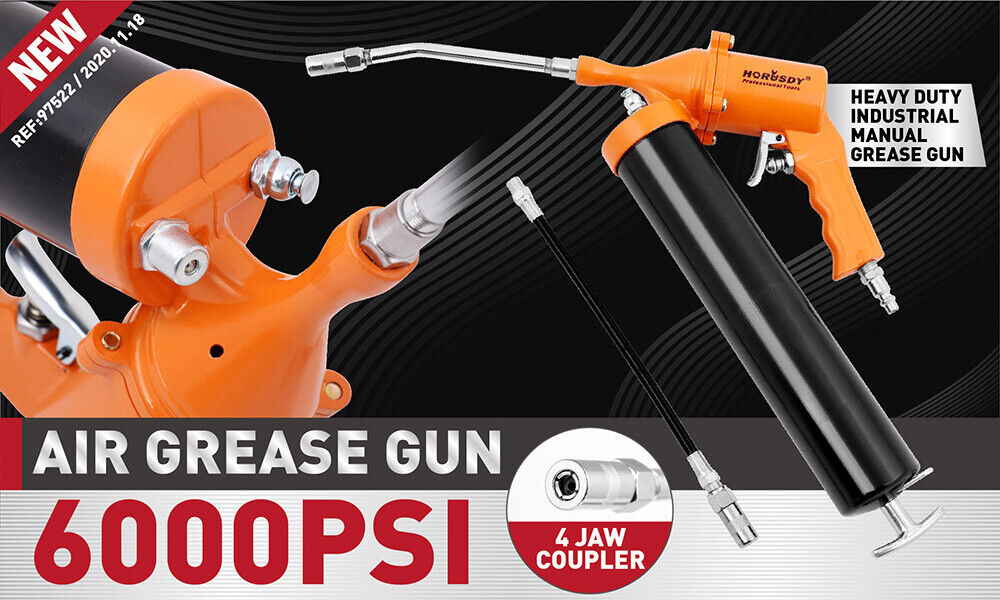 High-Pressure Pneumatic Grease Gun with Flexible Hose – 1/4" NPT, 2400 ...