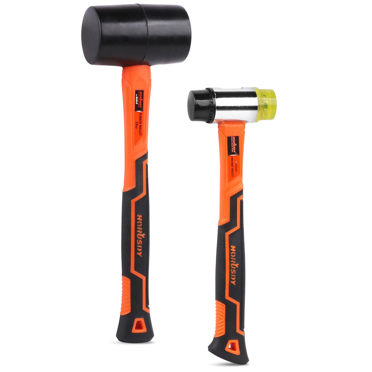 HORUSDY 2Pc Rubber Mallet 16oz Hammer Double-Faced Soft Mallet Fibergl ...