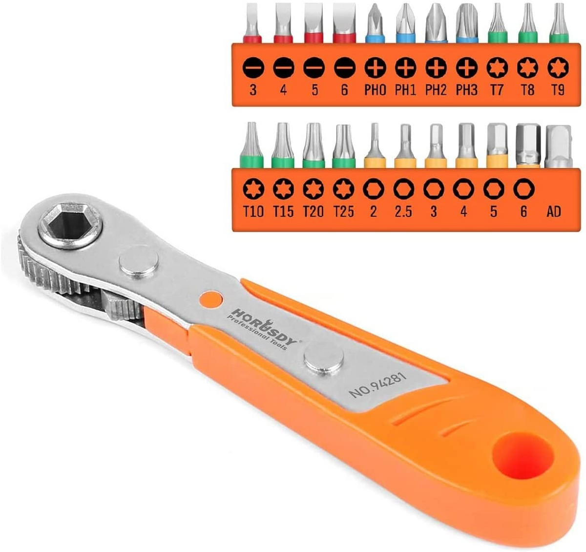23-Piece Mini Offset Ratchet Screwdriver Set with Hex, Torx, and Phill ...