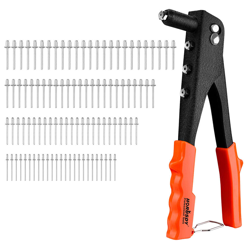 HORUSDY Manual Riveter Pop Rivet Gun Kit - 100Pcs Rivets Included ...