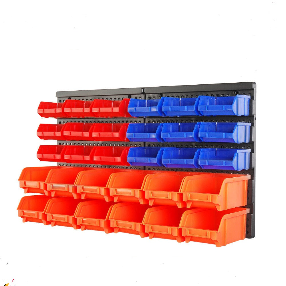 30-Piece Multi-Size Wall-Mounted Tool Parts Organizer Storage Rack for ...